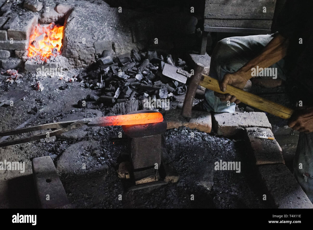 Detail of process in making Keris Javanese traditional weapon Stock ...