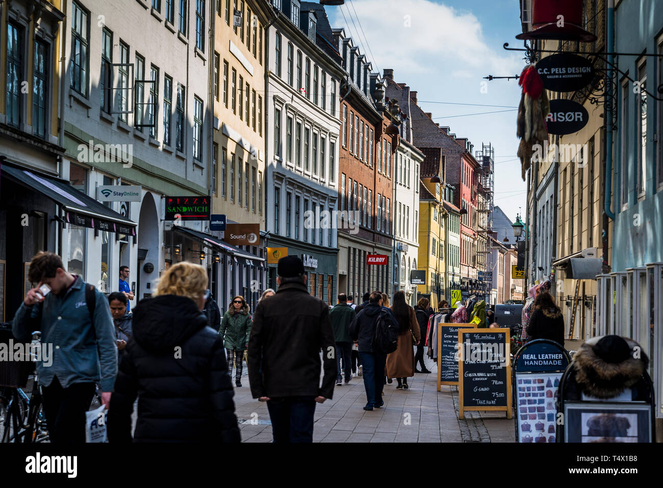 Denmark Copenhagen Stroget Main Shopping Street High Resolution Stock ...