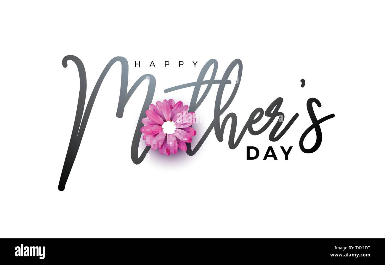 Happy Mothers Day Greeting Card Design With Flower And Typography
