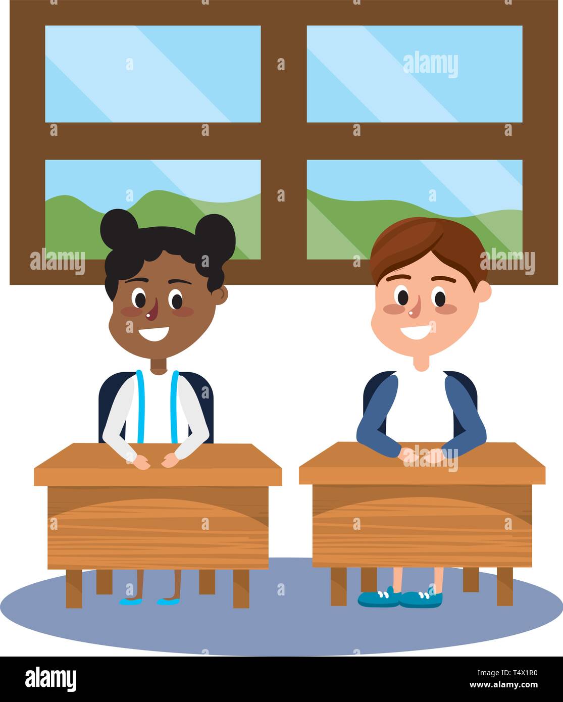elementary school students cartoon vector illustration graphic design ...
