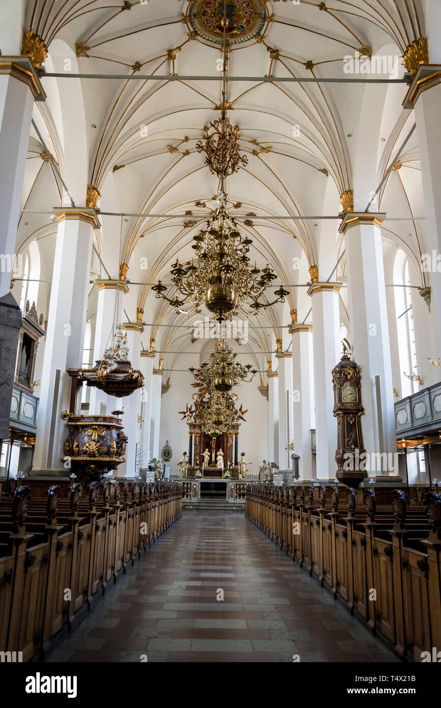 Interior of the Baroque style Trinitatis Church, 17th century ...
