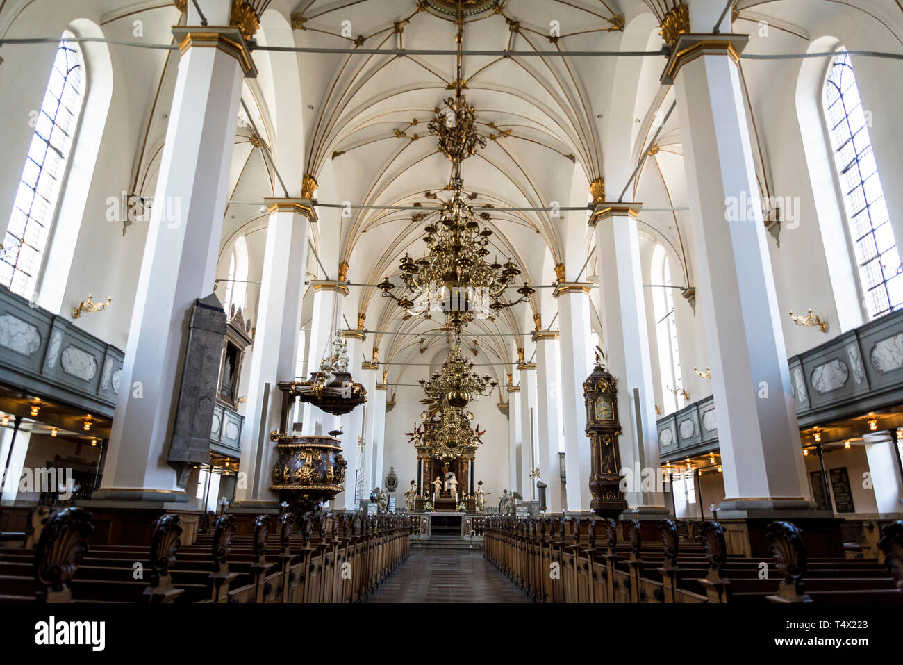 Interior of the Baroque style Trinitatis Church, 17th century ...