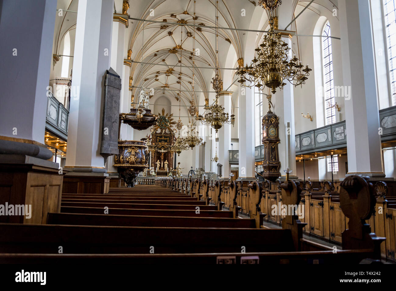 Interior of the Baroque style Trinitatis Church, 17th century ...