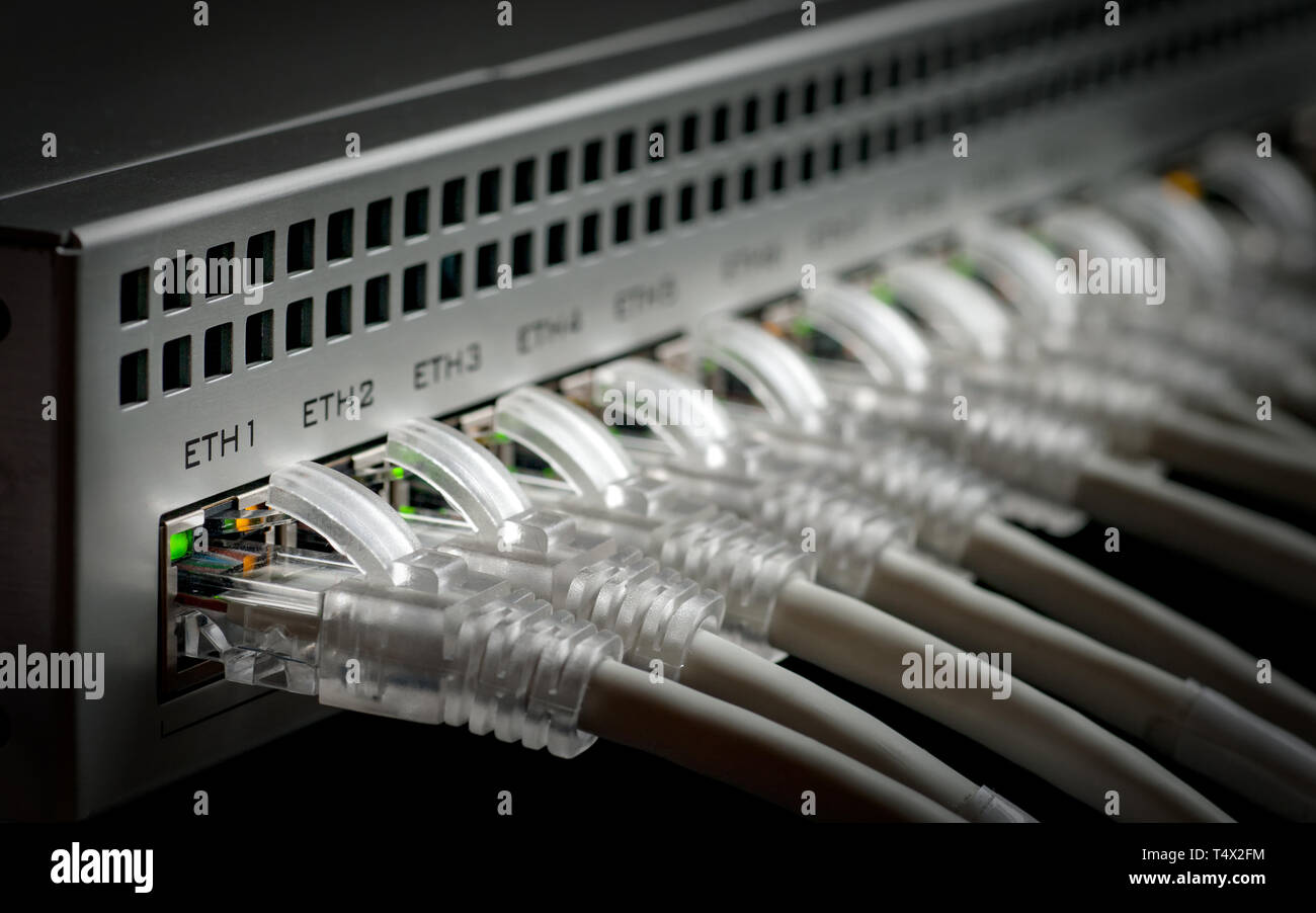 Network switch ethernet cables hi-res stock photography and images - Alamy