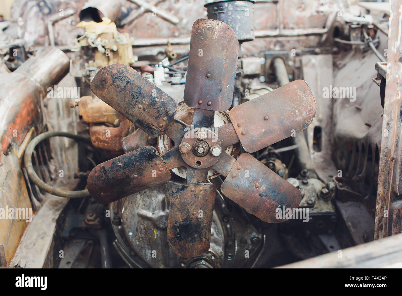The pipes and old car engine part of rusty metal Stock Photo - Alamy
