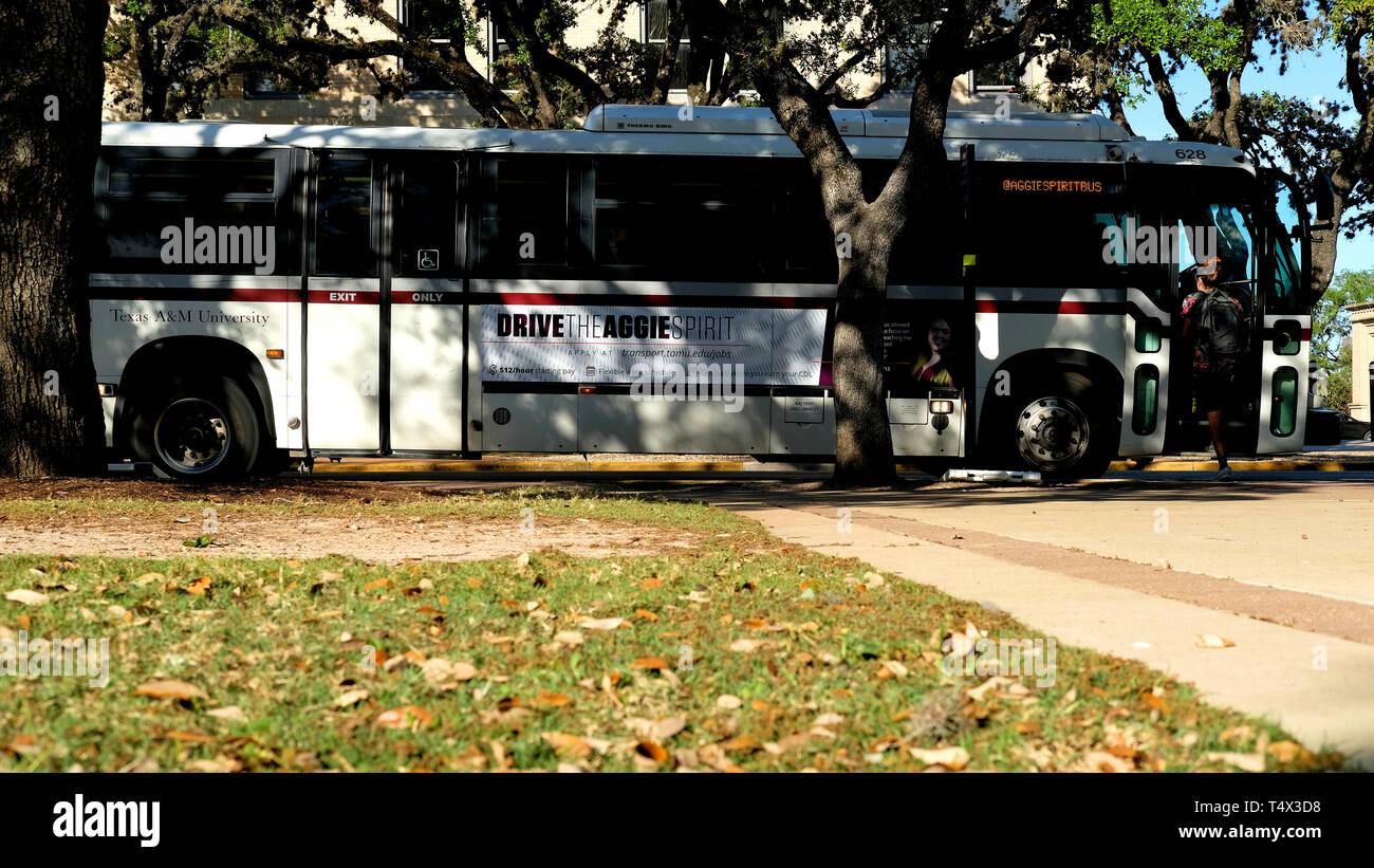 Campus shuttle bus at Texas A&M University providing on and off campus ...
