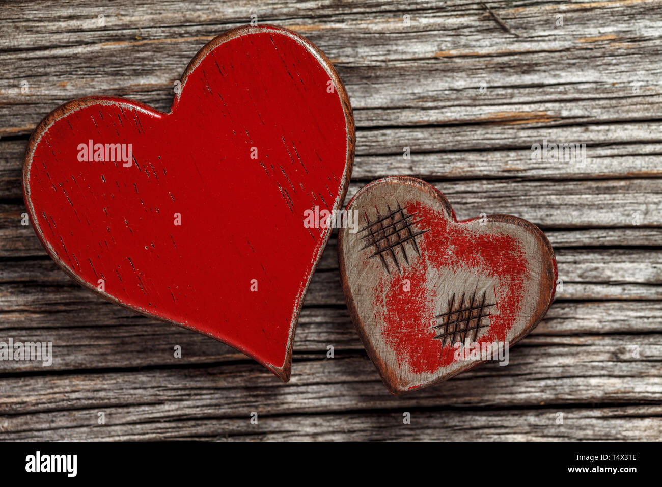 Bright Red Rustic Red heart Stock Photo - Alamy