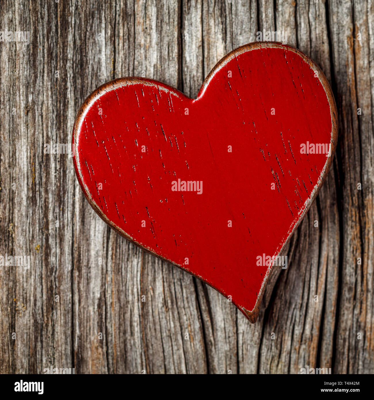 Bright Red Rustic Red heart Stock Photo - Alamy