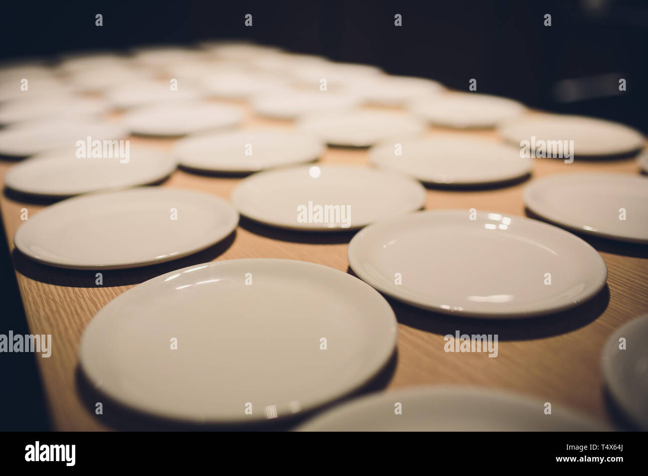 Flat lay composition with ceramic dishware on table Stock Photo - Alamy