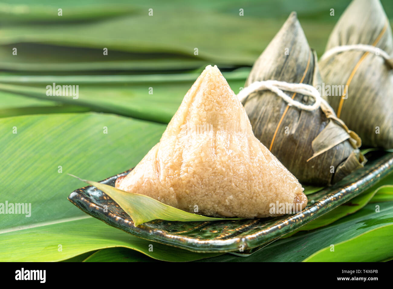 Close up, copy space, famous asian tasty food in dragon boat (duan wu ...
