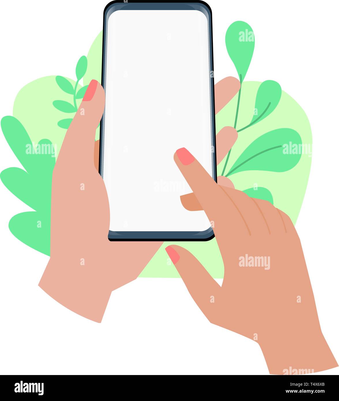 Hands Holding Smartphone Vector Illustration Female Hands Holding