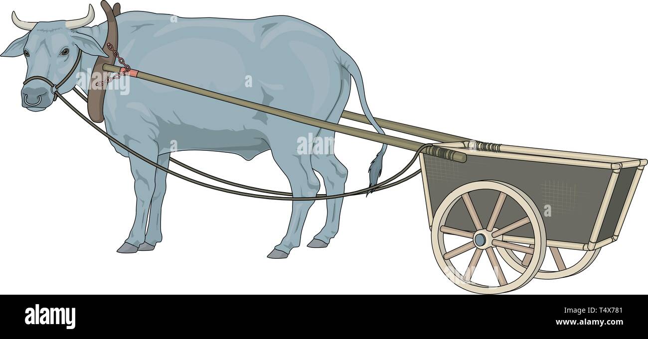 Ox and Cart Vector Illustration Stock Vector Image & Art - Alamy