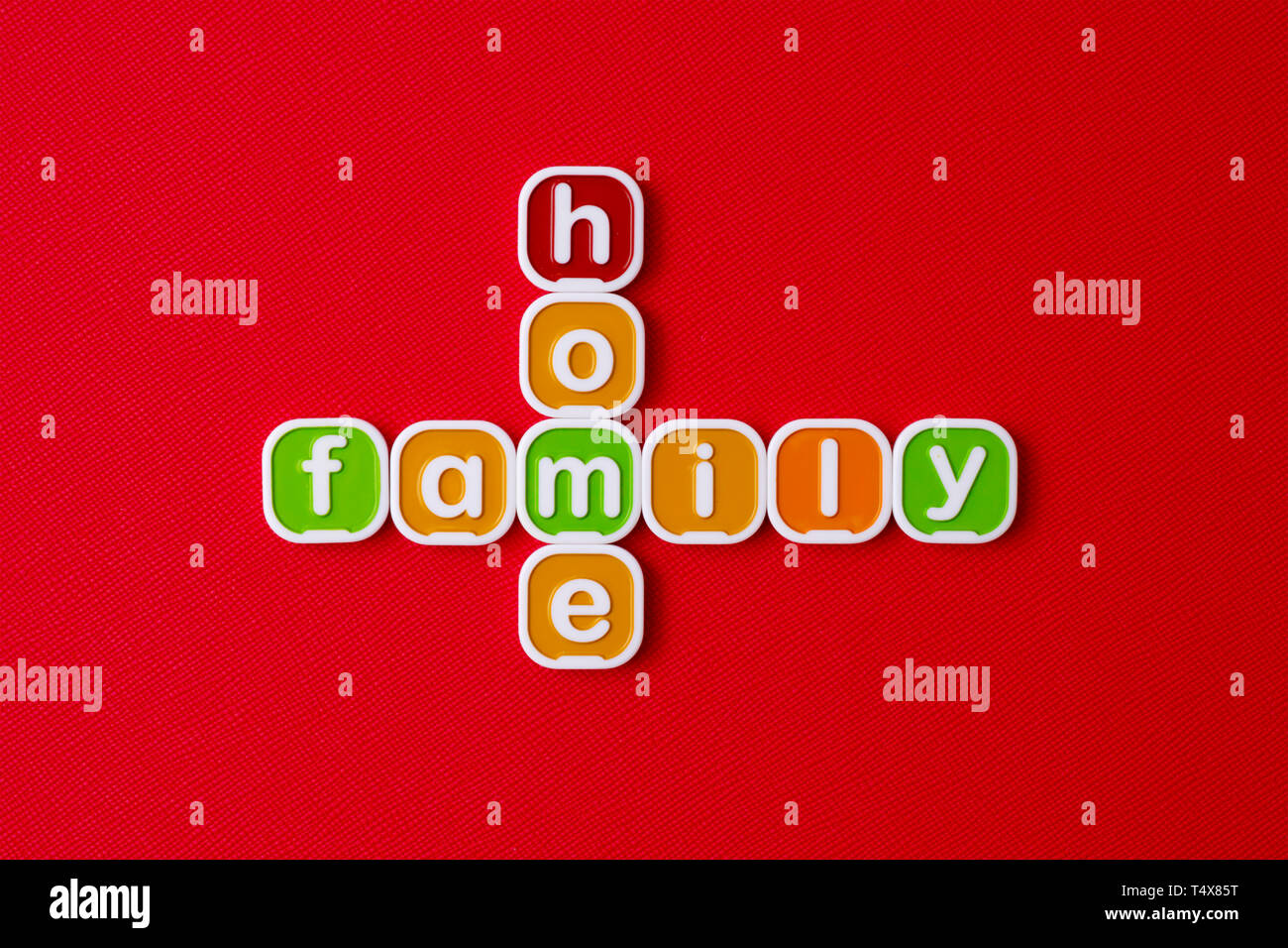 FAMILY, HOME word block on RED background Stock Photo - Alamy