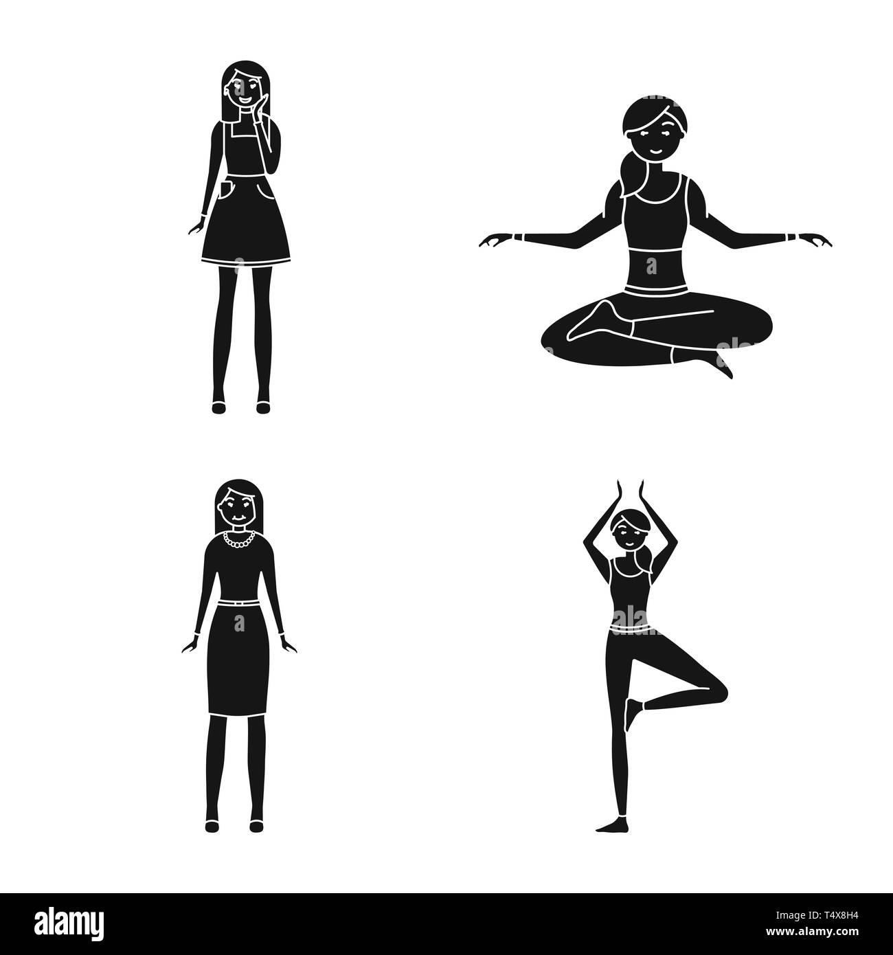 Vector illustration of emotions and female symbol. Set of emotions and ...