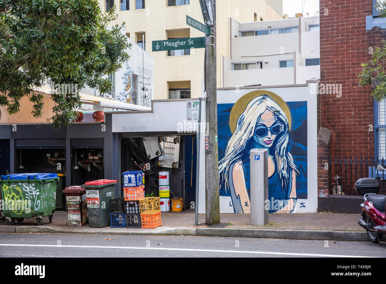 Street art painting of a woman in Chippendale,Sydney,Australia Stock ...
