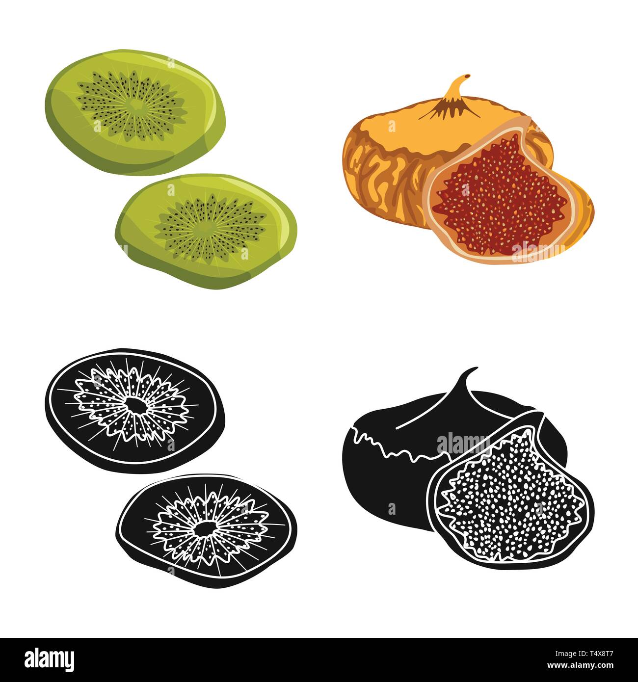 Vector illustration of food and raw sign. Set of food and nature stock ...