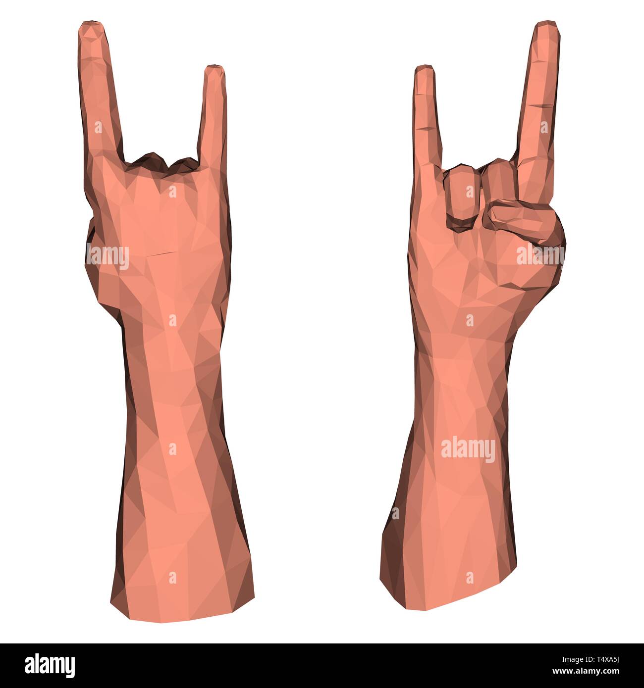 Rock symbol low poly hand for heavy metal concert or punk party ...