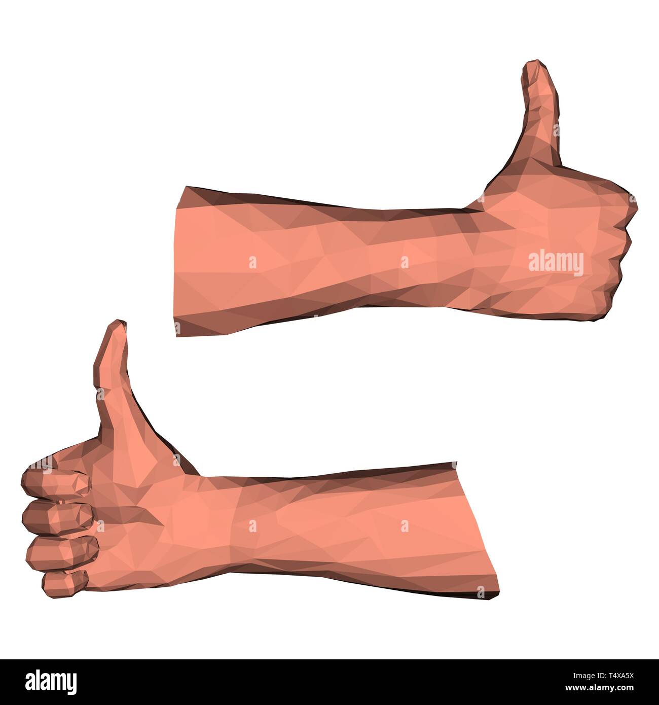 Thumbs up gesture low poly illustration with polygonal 3d geometry for ...