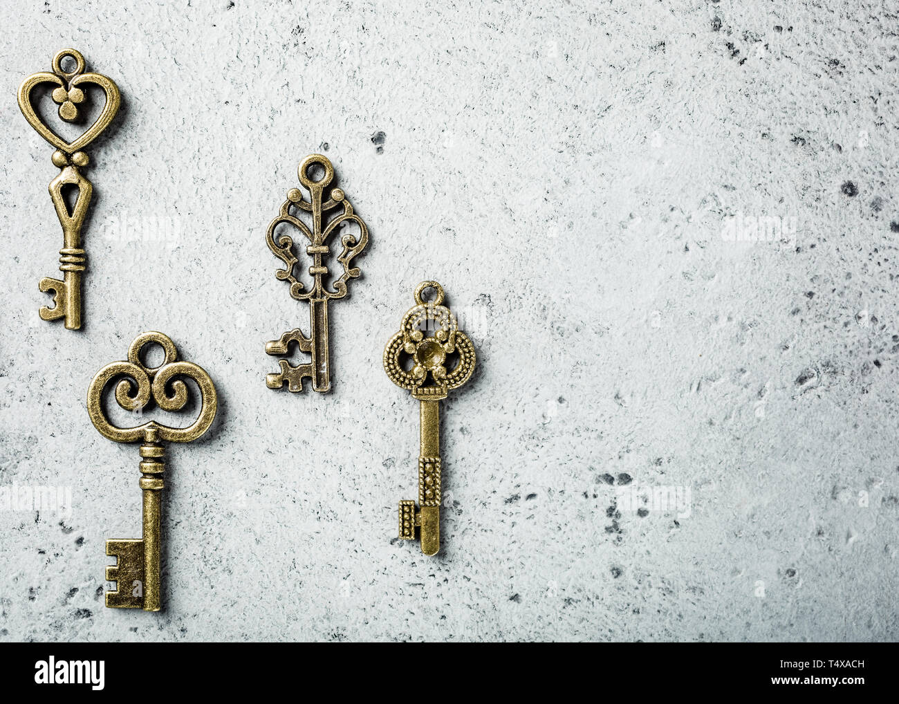 Overhead shoot of many different old keys Stock Photo - Alamy
