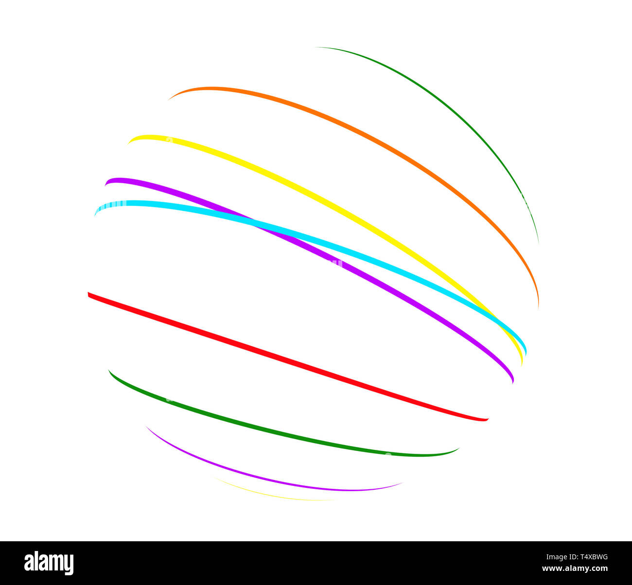 abstract color lines sphere on white background Stock Photo - Alamy