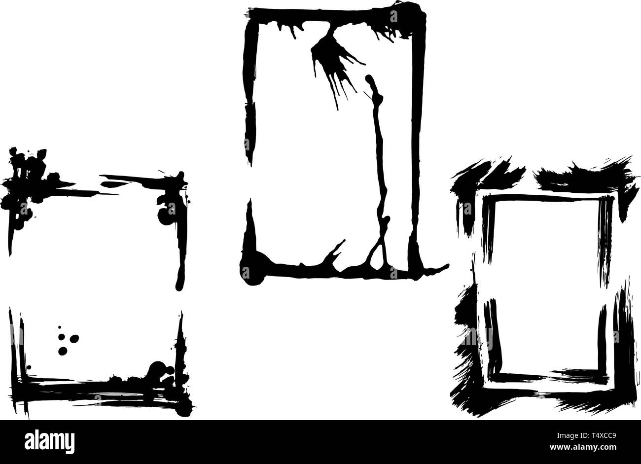Vector Dry brush frames. Hand drawn artistic frames. Black and white ...
