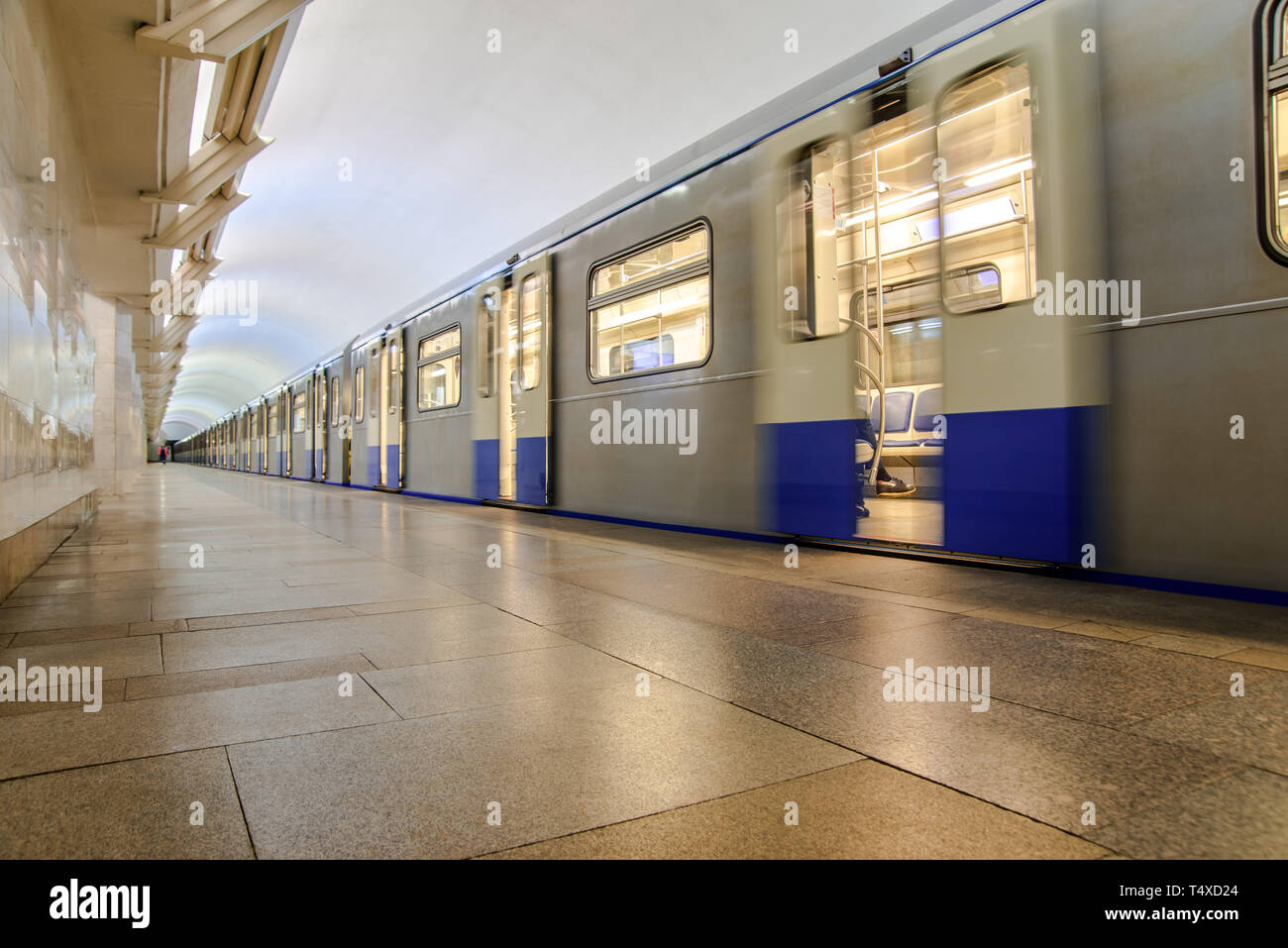 Subway train stopped at the station without people Stock Photo - Alamy