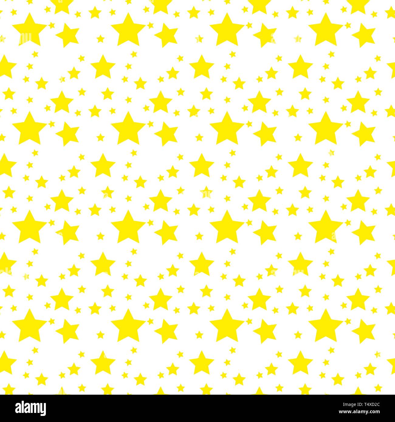 Yellow stars on white background Vector illustration Seamless pattern ...