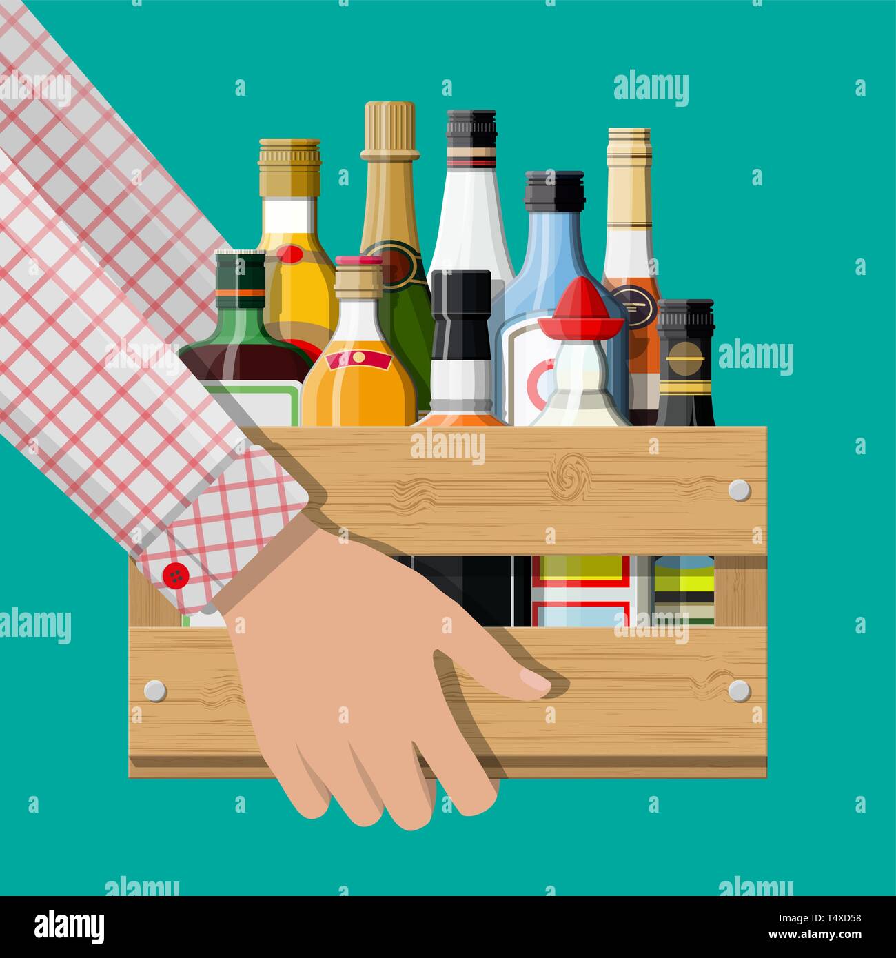 Bottles in crate Stock Vector Images - Alamy