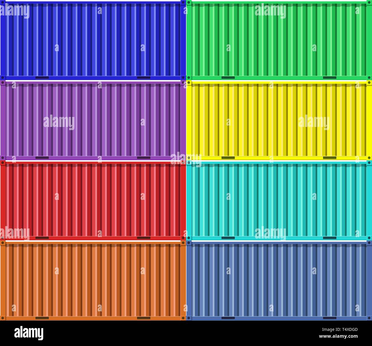 Colorful cargo shipping containers. Freight cargo transportation and ...