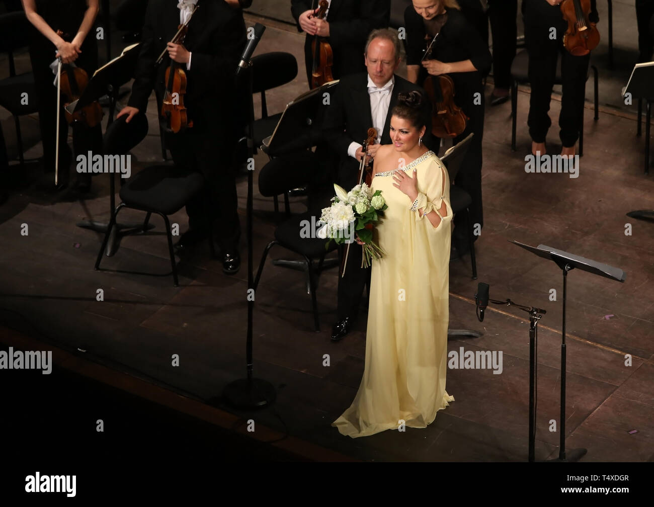 PARIS, FRANCE - MAY 10, 2015 : Anna Netrebko in concert at theatre des ...