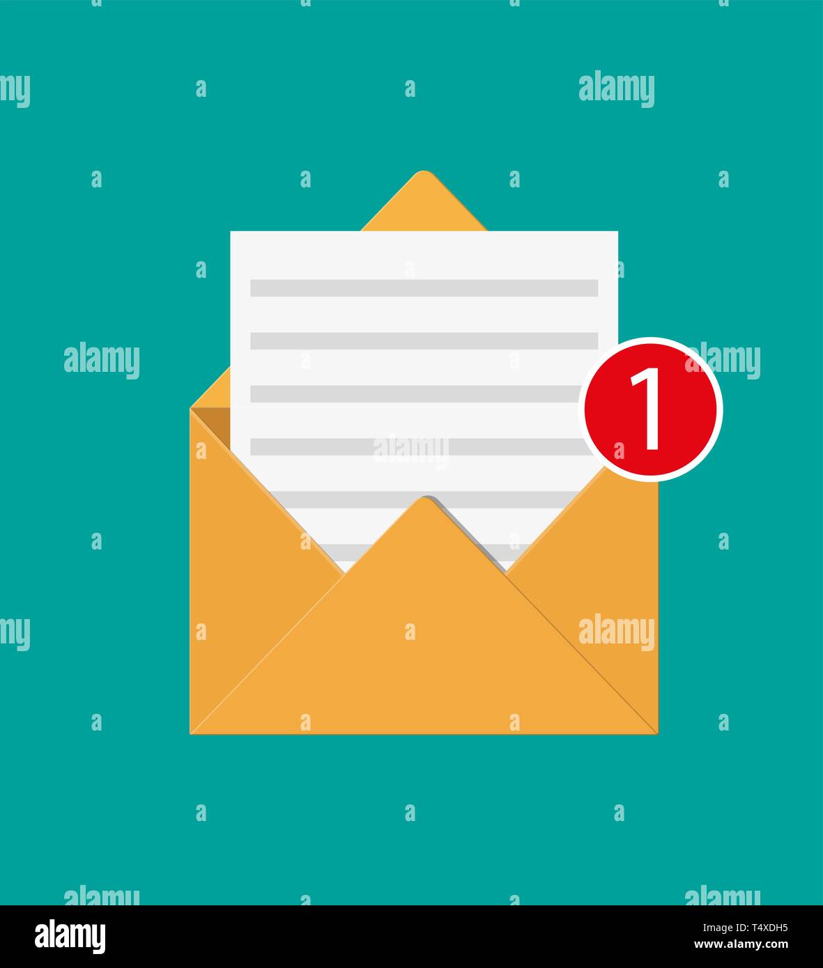 Paper envelope letter with counter notification. Mail sms message icon. Unread email message ...