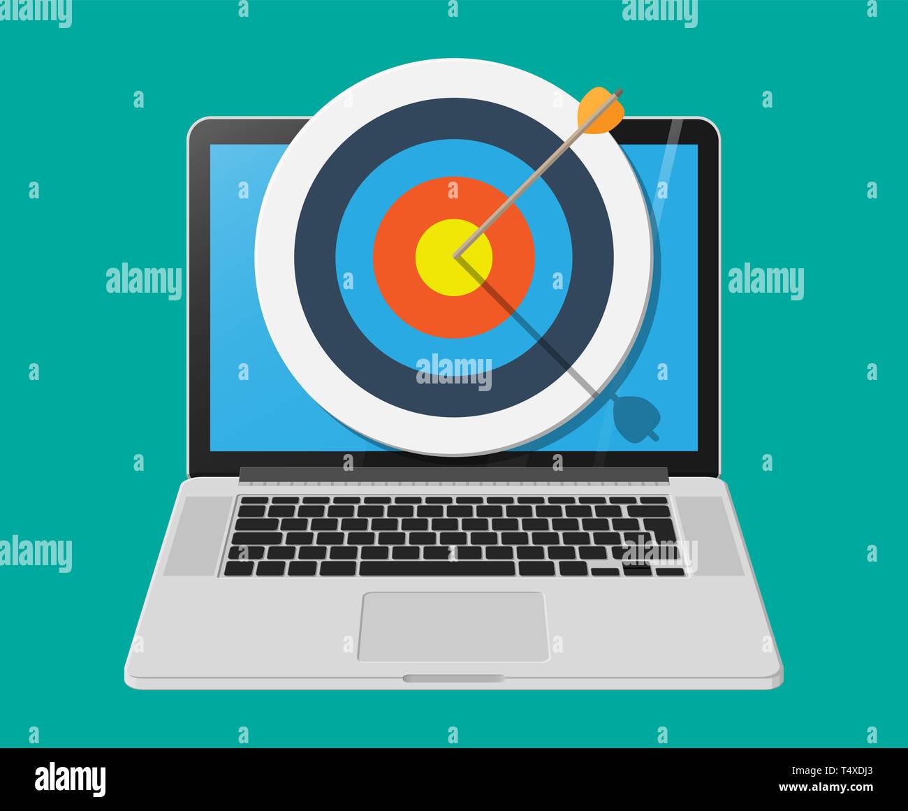Target with arrow in cente on laptop screen. Goal setting. Smart goal ...