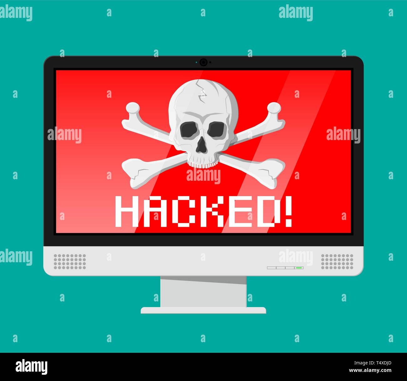 Death skull and crossbones on computer screen. Internet phishing ...