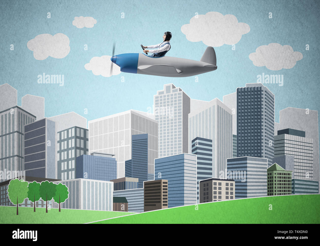 Aircraft pilot sitting in small propeller plane Stock Photo - Alamy