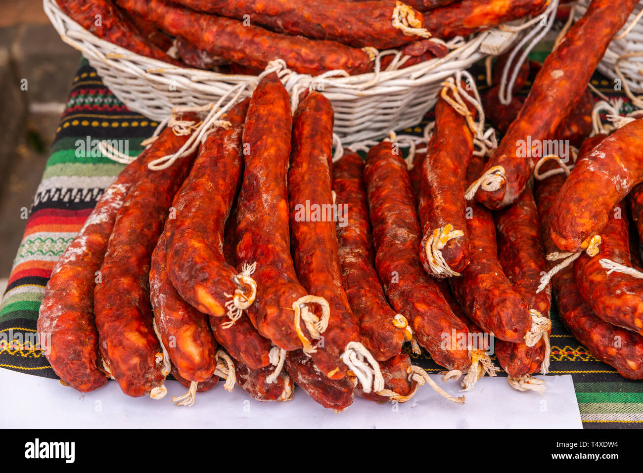 Sausages salchichon salami market hi-res stock photography and images ...