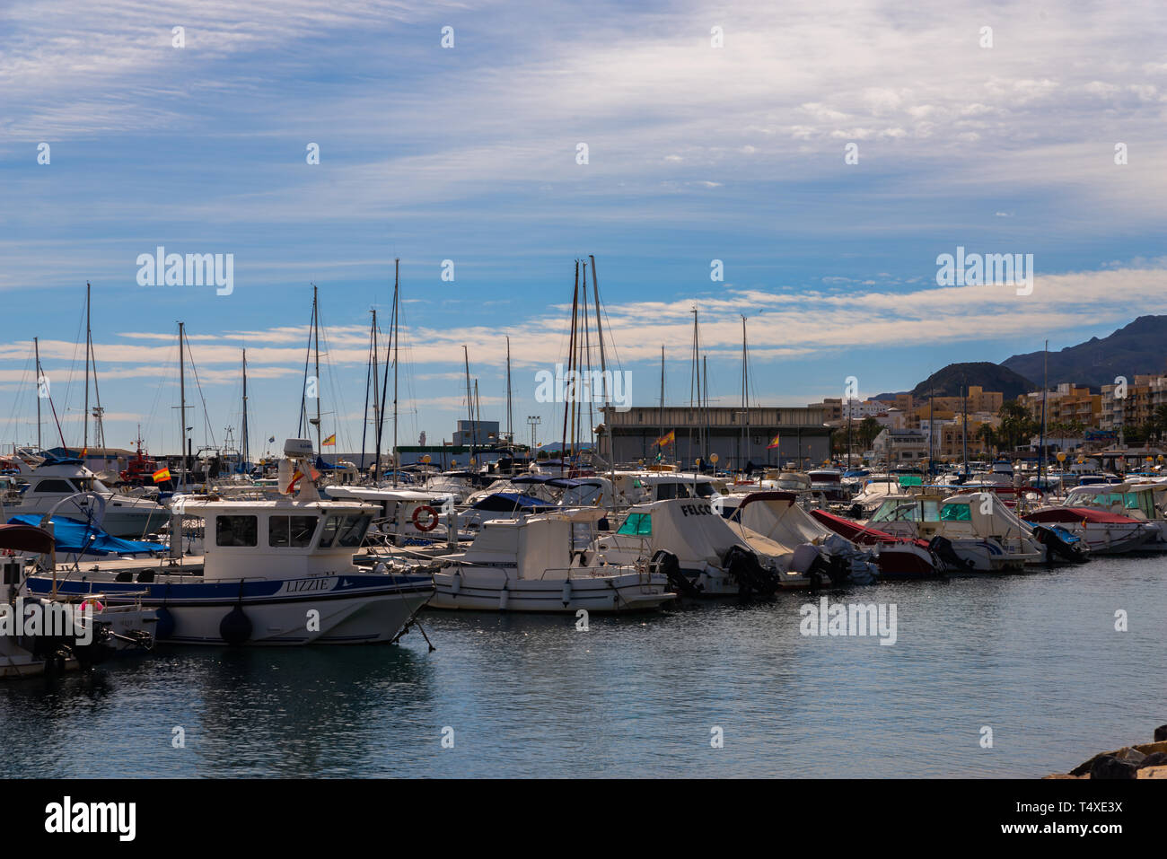 GARRUCHA, SPAIN - JANUARY 23, 2019 A beautiful marina with luxury ...