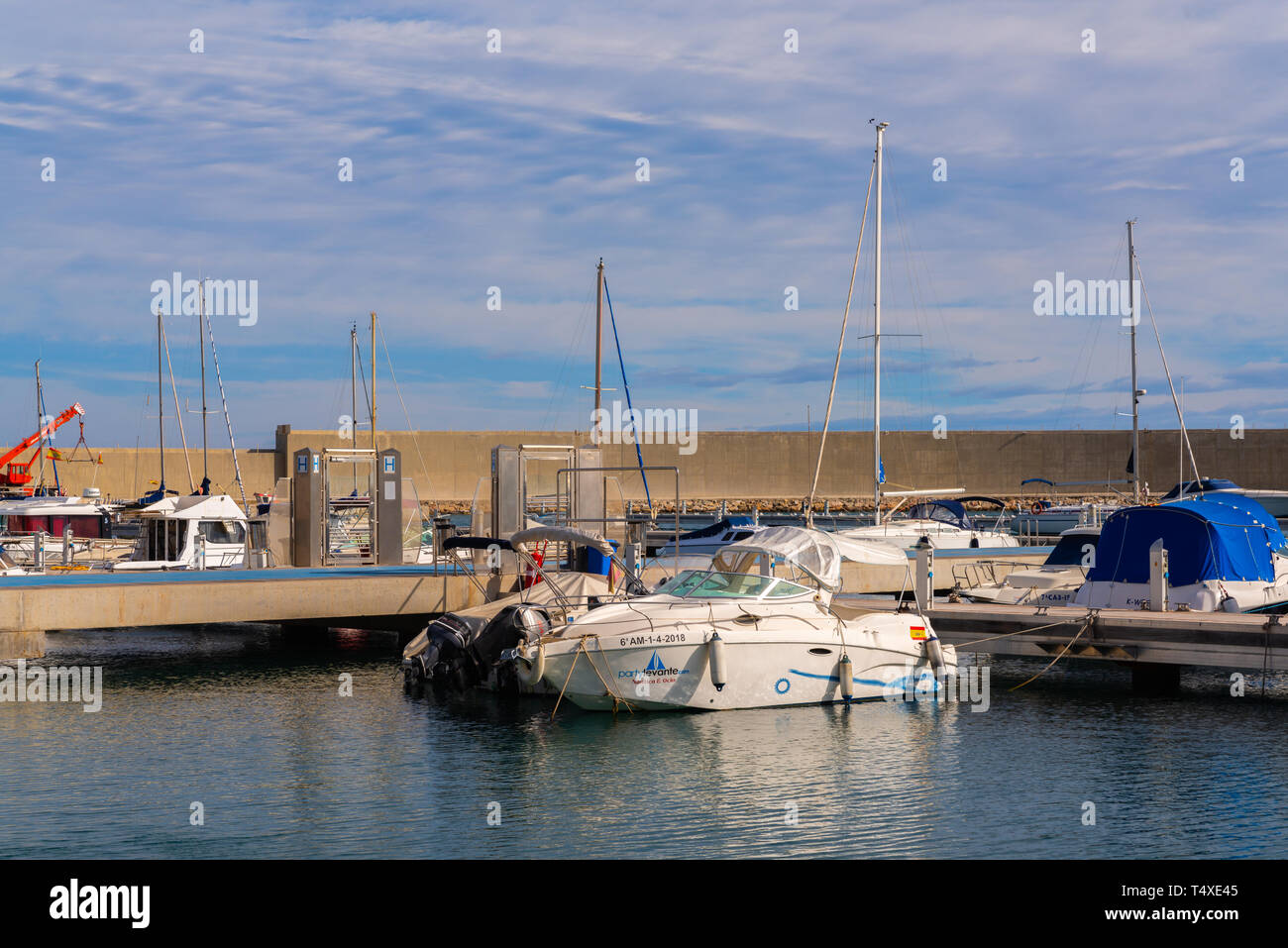 GARRUCHA, SPAIN - JANUARY 23, 2019 A beautiful marina with luxury ...