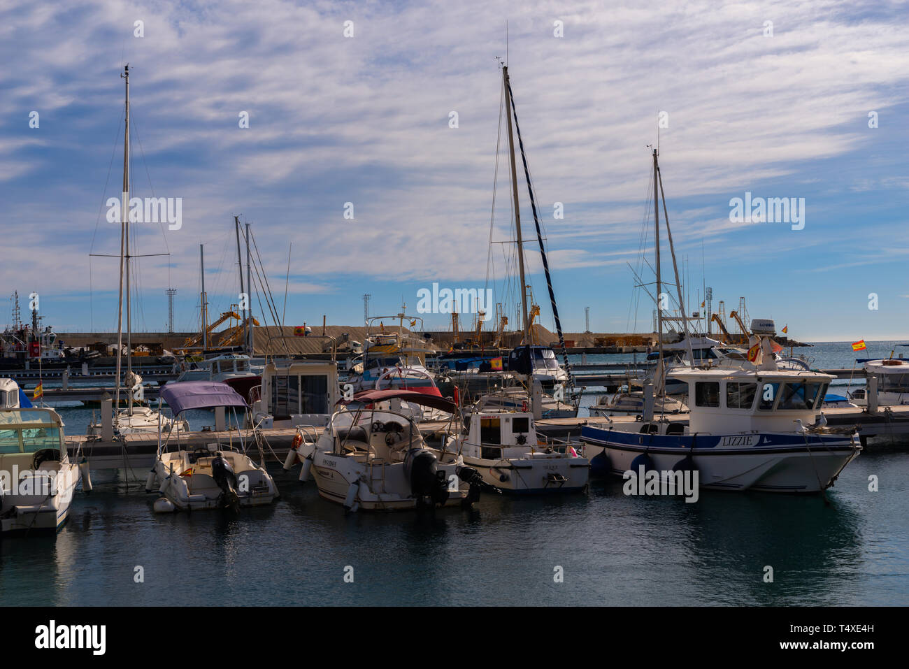 GARRUCHA, SPAIN - JANUARY 23, 2019 A beautiful marina with luxury ...