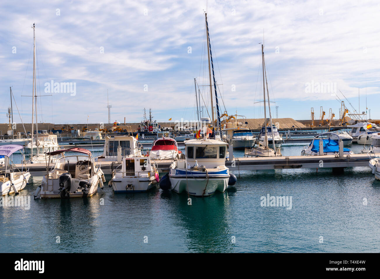 GARRUCHA, SPAIN - JANUARY 23, 2019 A beautiful marina with luxury ...