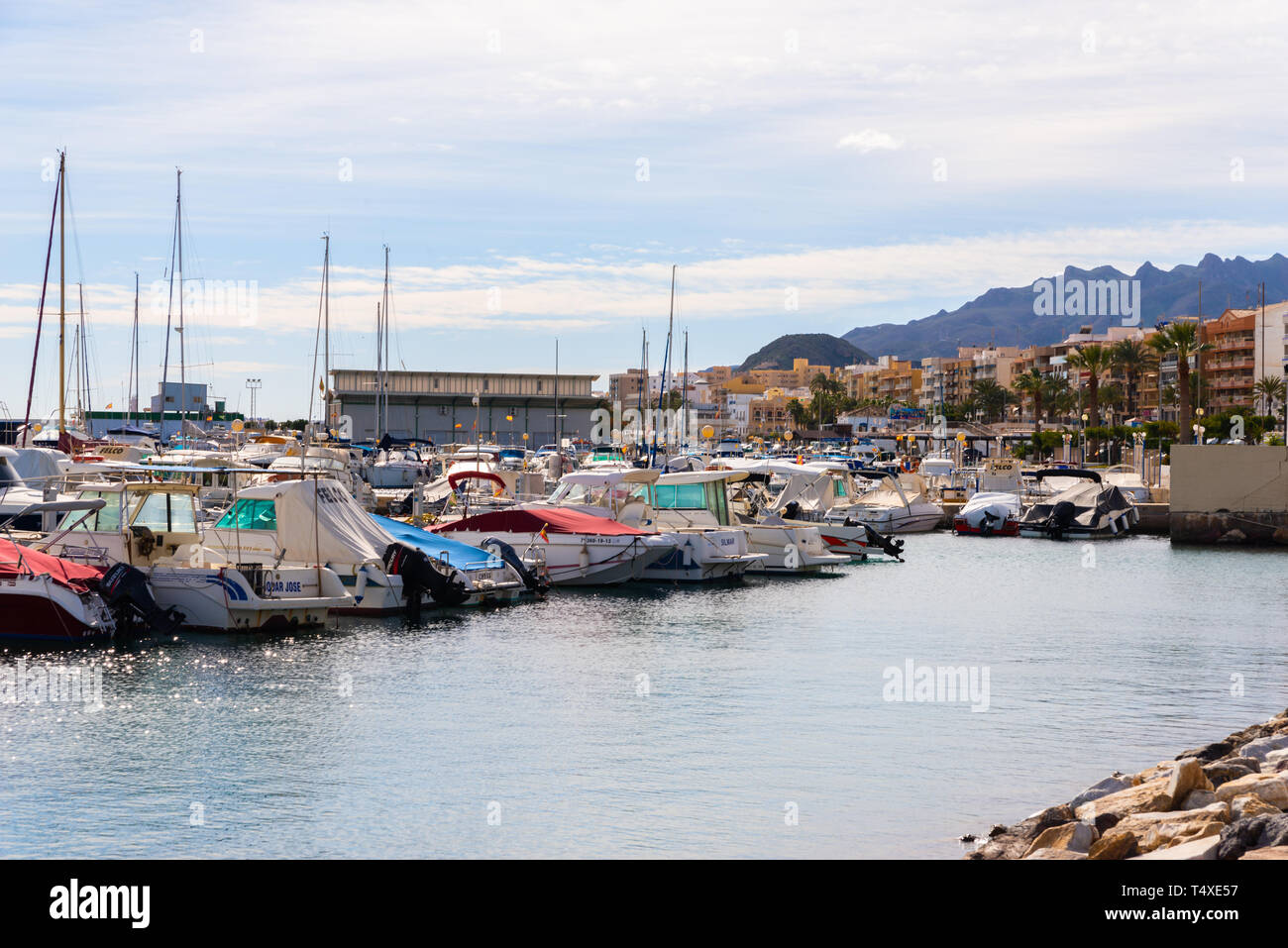 GARRUCHA, SPAIN - JANUARY 23, 2019 A beautiful marina with luxury ...