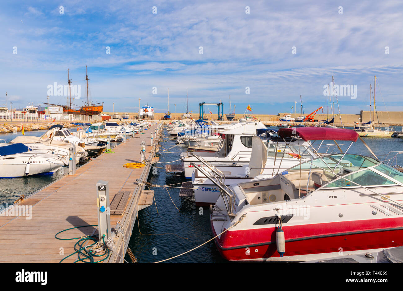 GARRUCHA, SPAIN - JANUARY 23, 2019 A beautiful marina with luxury ...