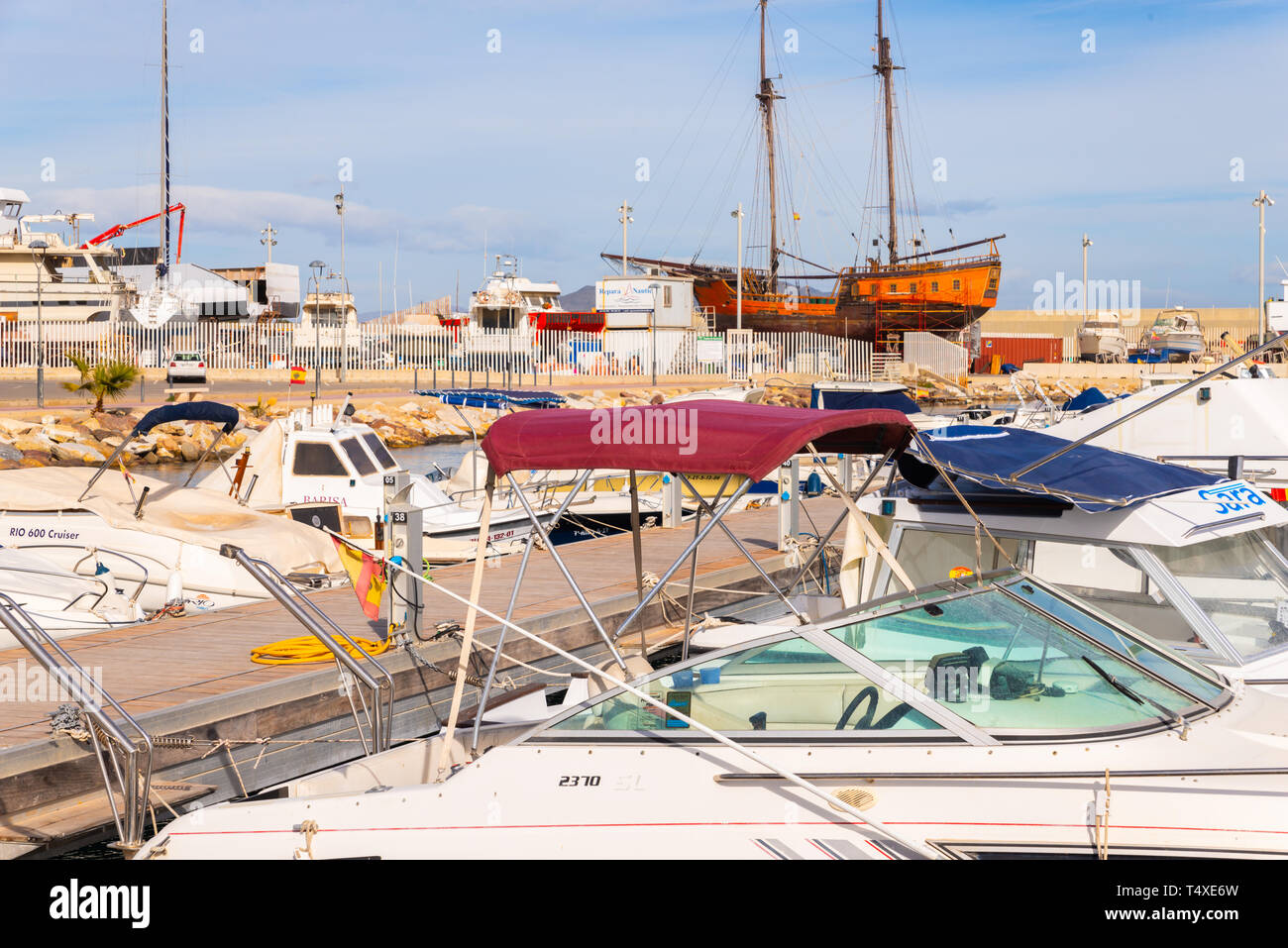 GARRUCHA, SPAIN - JANUARY 23, 2019 A beautiful marina with luxury ...