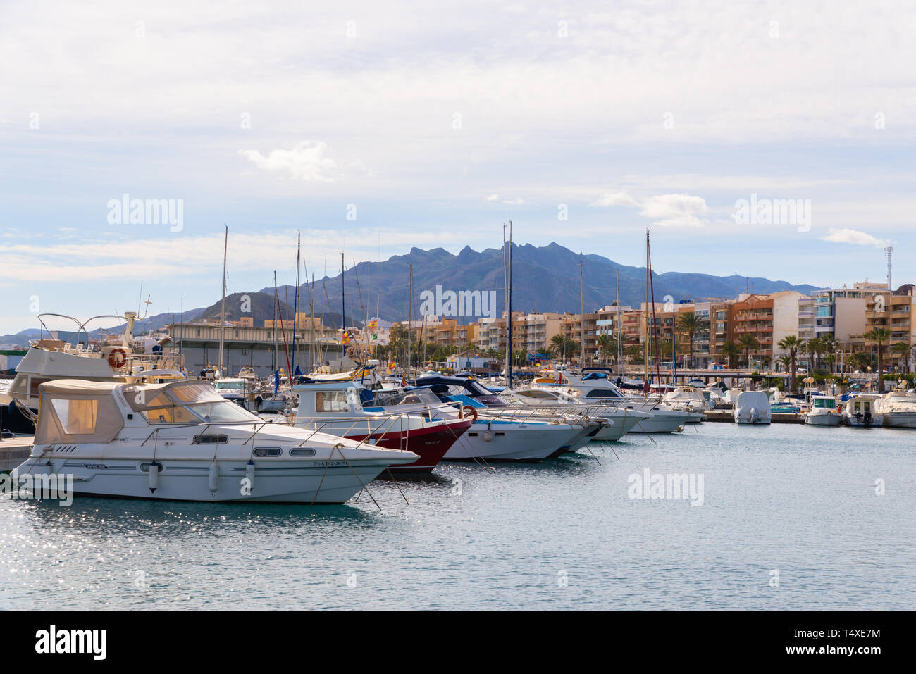 GARRUCHA, SPAIN - JANUARY 23, 2019 A beautiful marina with luxury ...