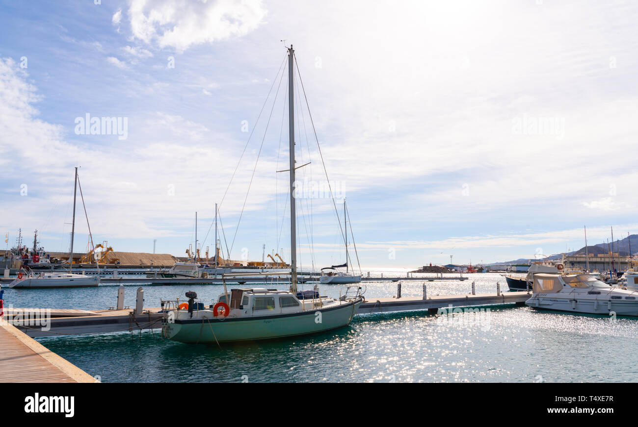 GARRUCHA, SPAIN - JANUARY 23, 2019 A beautiful marina with luxury ...