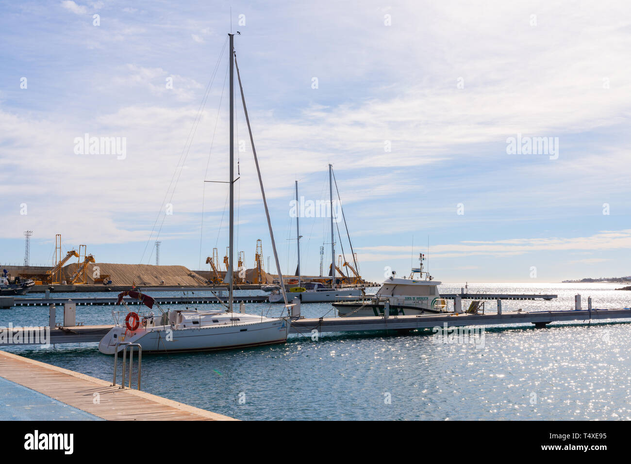 GARRUCHA, SPAIN - JANUARY 23, 2019 A beautiful marina with luxury ...