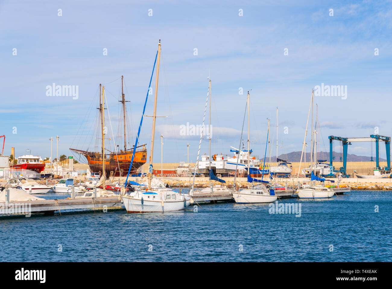 GARRUCHA, SPAIN - JANUARY 23, 2019 A beautiful marina with luxury ...