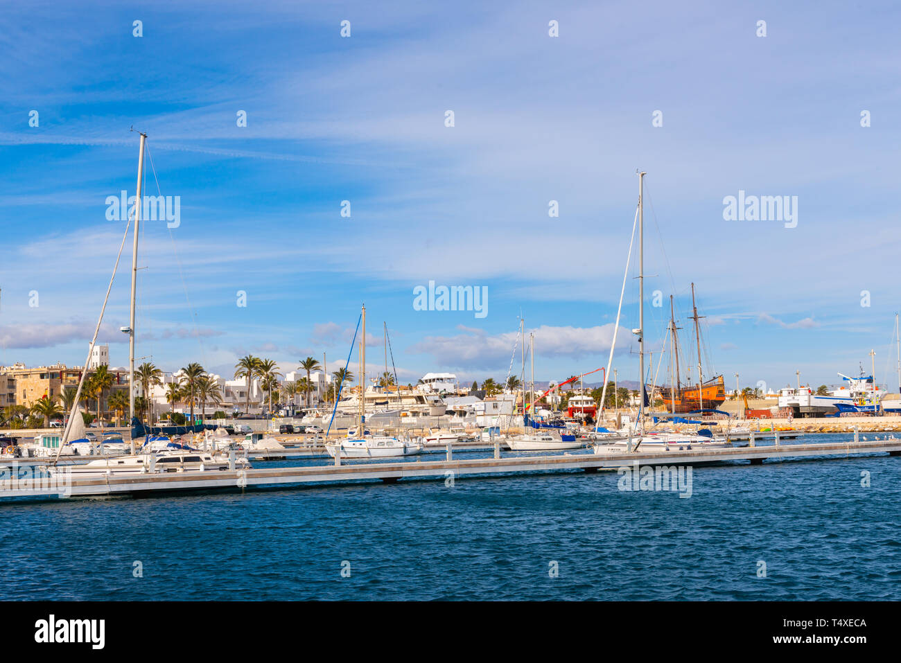 GARRUCHA, SPAIN - JANUARY 23, 2019 A beautiful marina with luxury ...