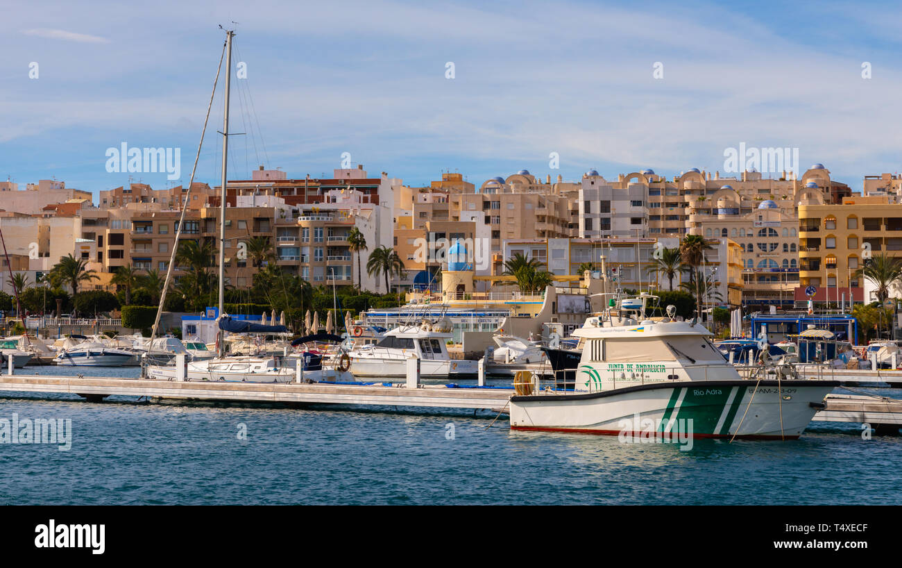 GARRUCHA, SPAIN - JANUARY 23, 2019 A beautiful marina with luxury ...