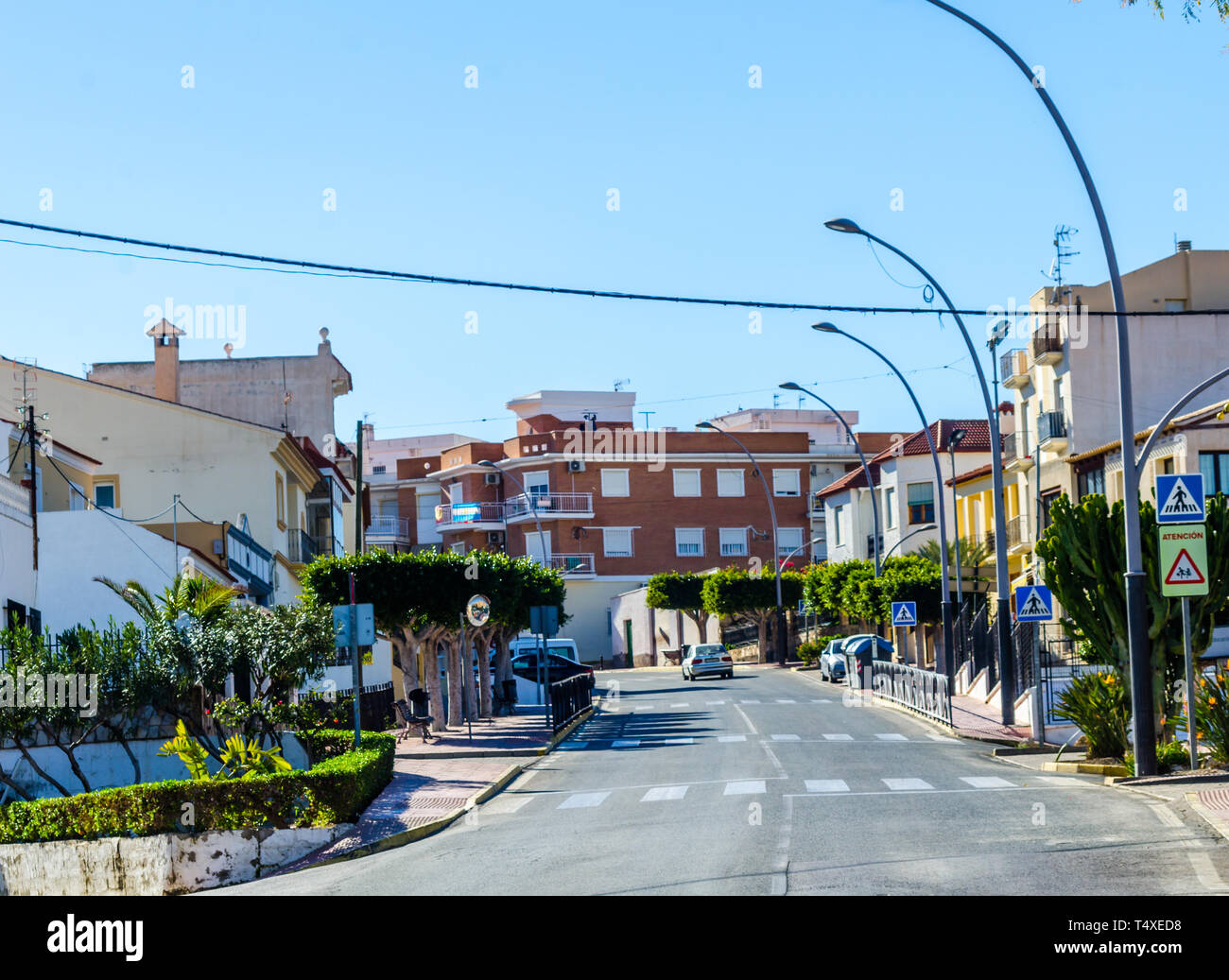 ANTAS, SPAIN - JANUARY 26, 2019 Empty Spanish streets in a small town ...