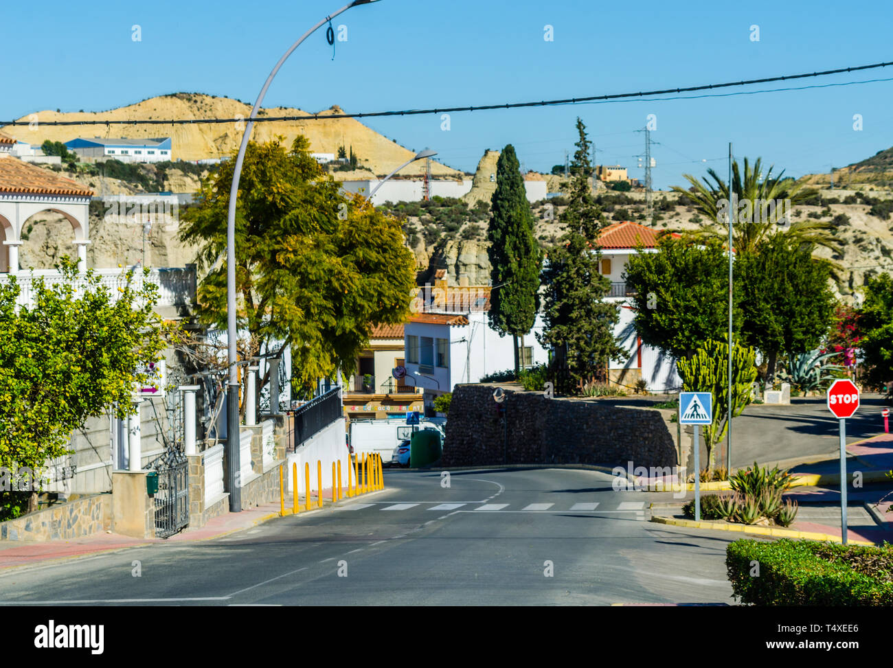 ANTAS, SPAIN - JANUARY 26, 2019 Empty Spanish streets in a small town ...